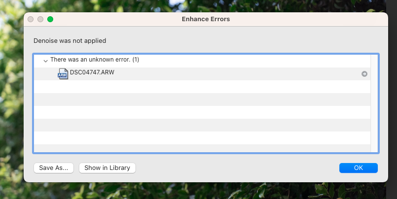 Solved: Denoise AI unknown error - Adobe Product Community - 13738727